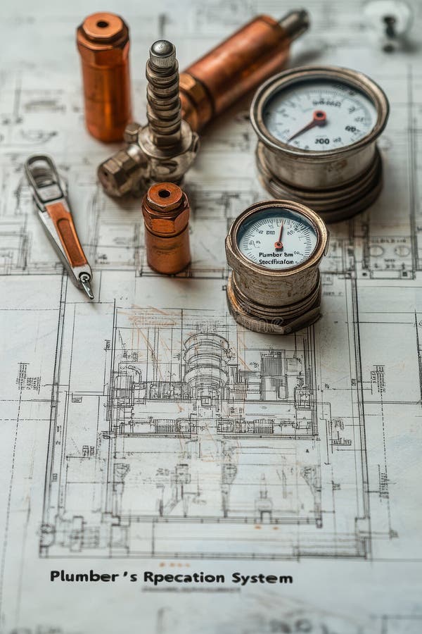 Detailed Construction Plans Featuring Plumbing Components and Technical Specifications in a ...