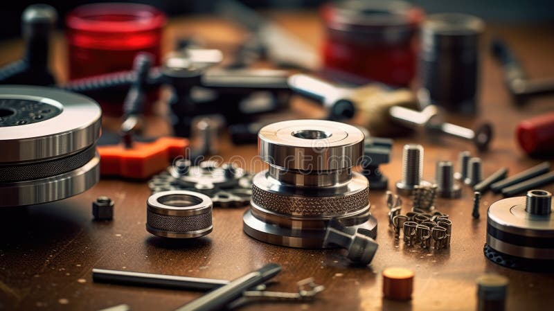 Workbench with Various Tools and Parts Spread Out on it. There are ...