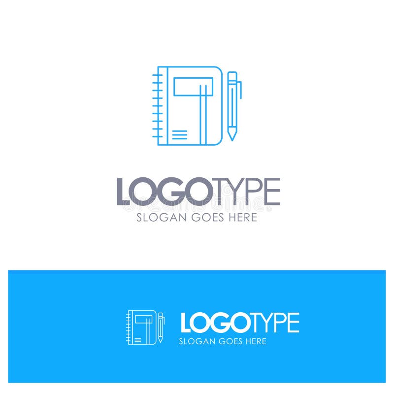 Workbook, Business, Note, Notepad, Pad, Pen, Sketch Blue OutLine Logo ...