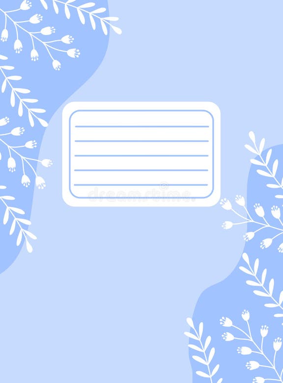 Workbook Cover Template, Place for Notes, Blue Spring Background with ...