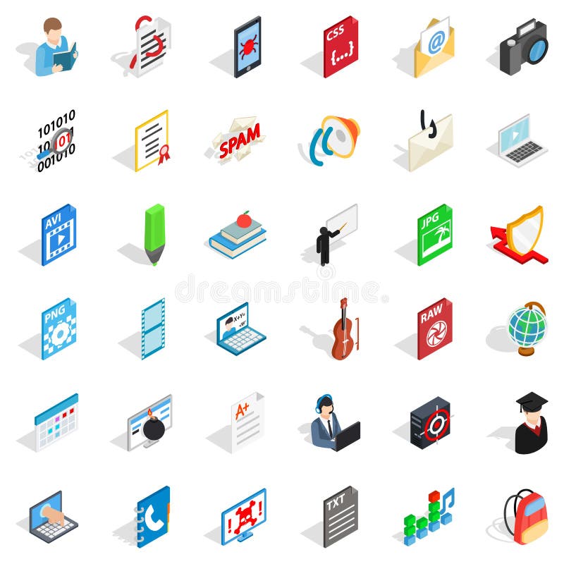 Workbook Icons Set, Isometric Style Stock Vector - Illustration of ...
