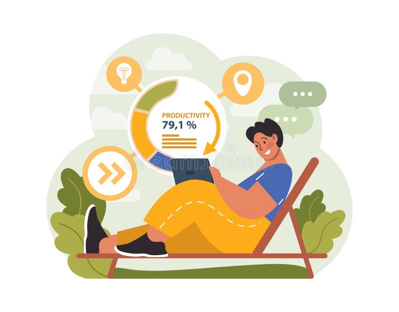 Workcation. Chatacter Working Away from the Office Stock Vector ...