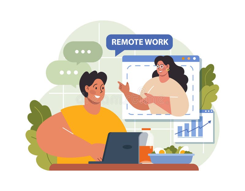 Workcation. Chatacter Working Away from the Office Stock Vector ...