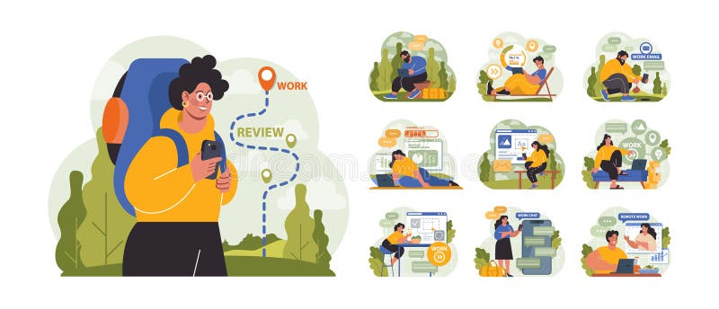 Workcation. Chatacter Working Away from the Office Stock Vector ...