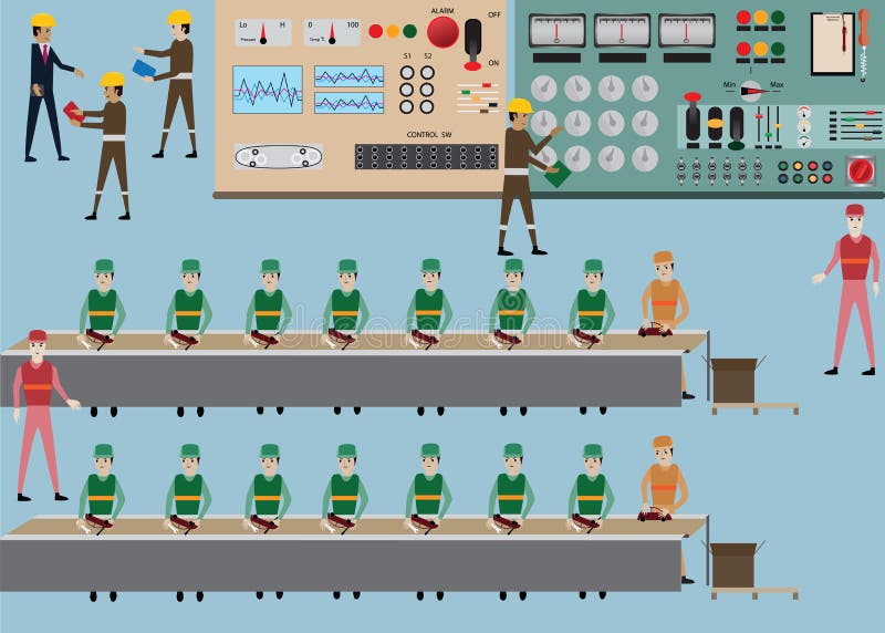 Workday in Factory,industries Worker Stock Vector - Illustration of ...
