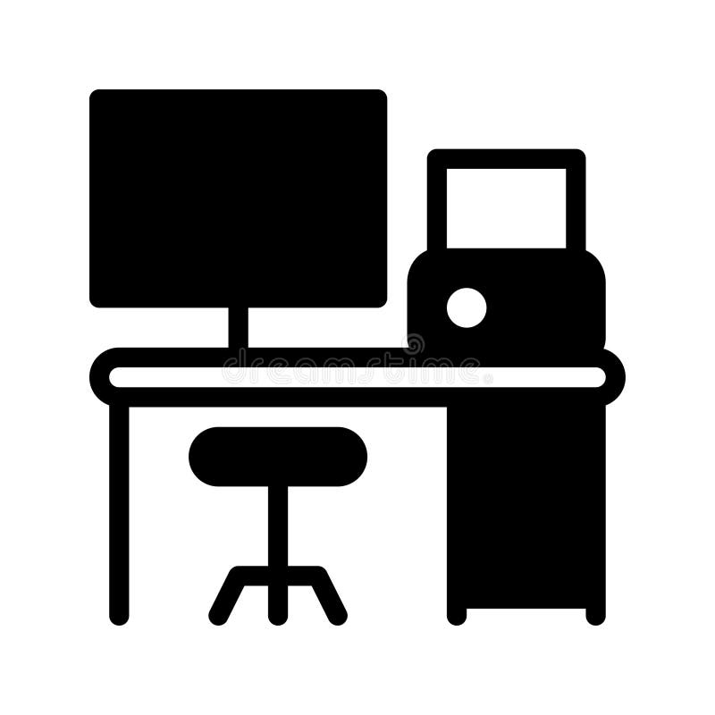 Workdesk Solid Icon. Workspace Symbols Icons Graphic Design. Vector ...