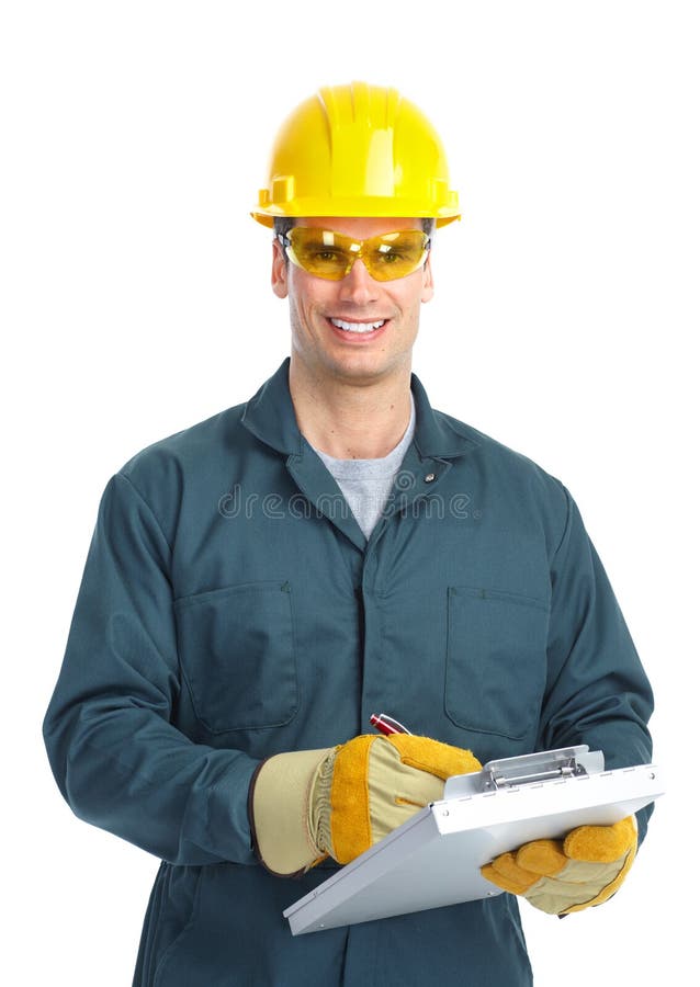 Construction Worker Two Views Stock Image - Image of building, blue ...