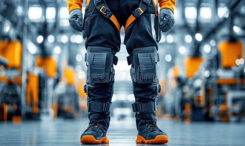 Worker in Advanced Exoskeleton Suit in Modern Industrial Setting Stock ...