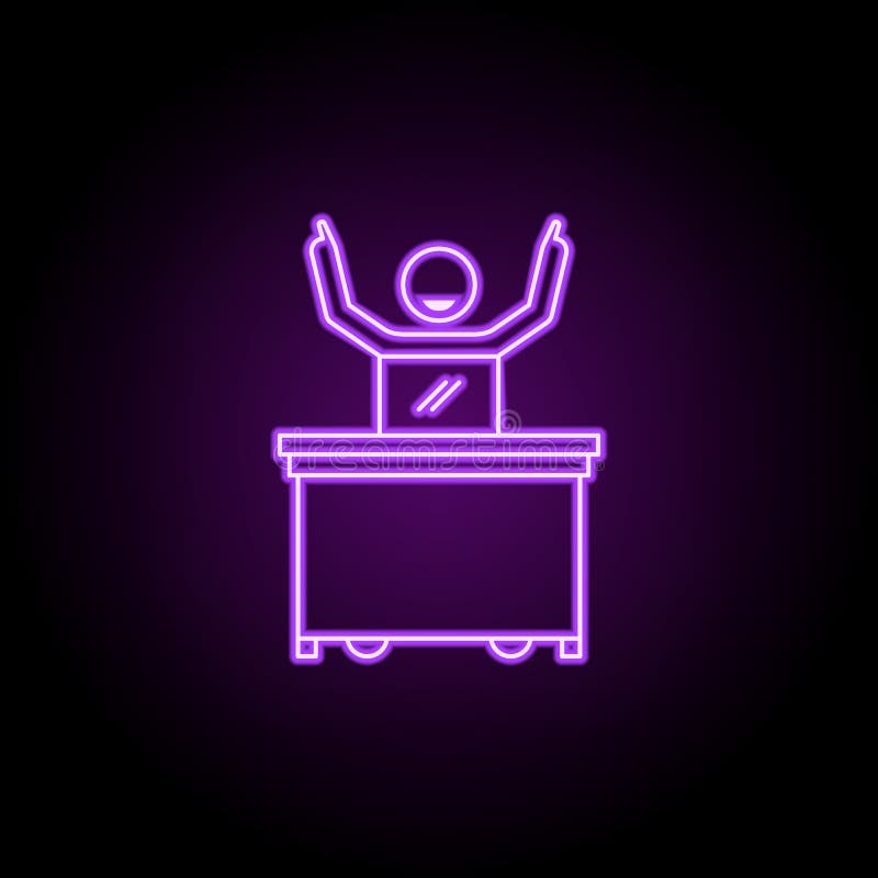 Worker Aiming High Neon Icon. Elements of People in the Work Set Stock ...