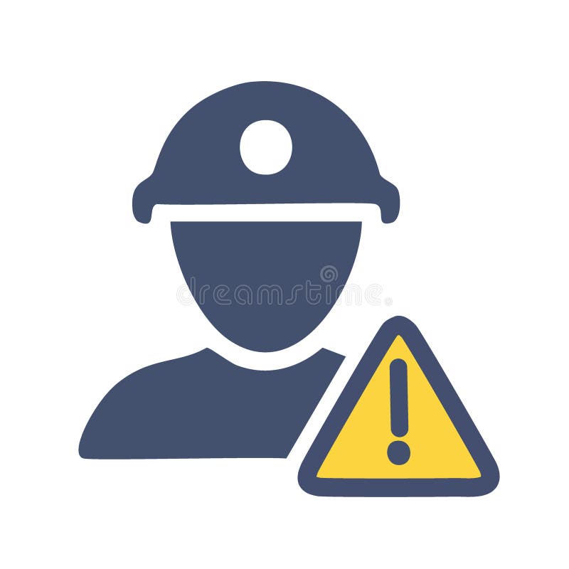 Worker Alert Icon. Construction Worker Icon with Warning Sign ...