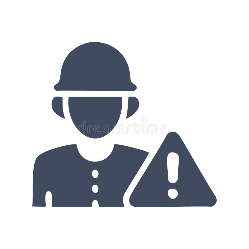Worker Alert Icon. Worker with Safety Warning Symbol Stock Vector ...