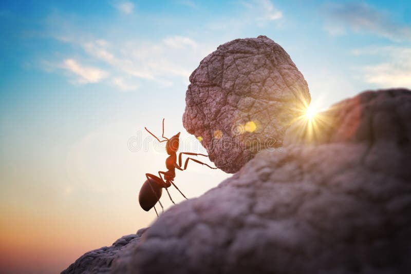 Pushing Boulder Up Hill Stock Illustrations – 153 Pushing Boulder Up ...