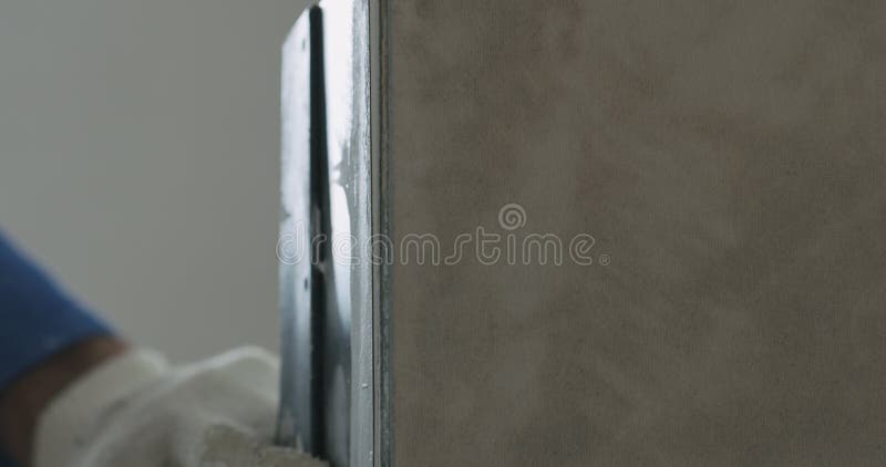 Worker Applying Putty on the Wall with Copy Space Stock Photo - Image ...