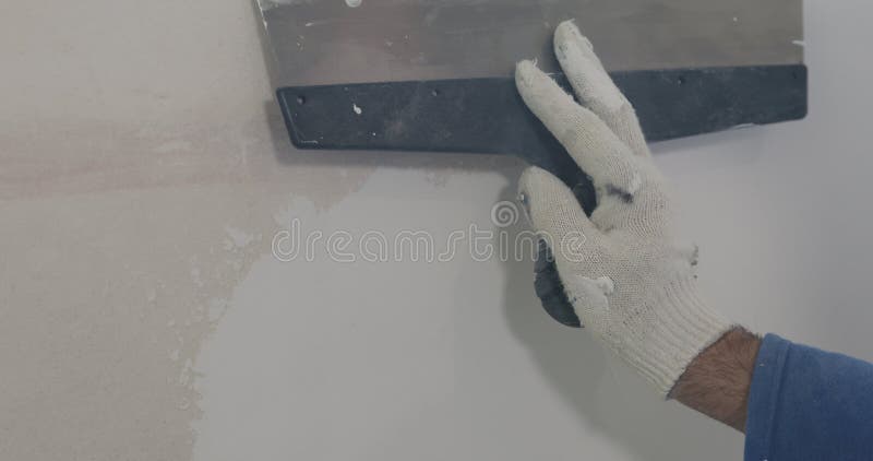 Worker Applying Putty on the Wall Stock Image - Image of concrete ...