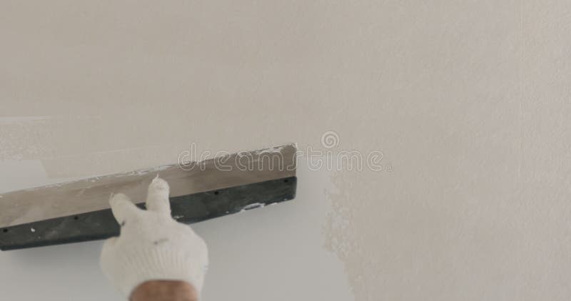 Worker Applying Putty on the Wall Stock Image - Image of equipment ...