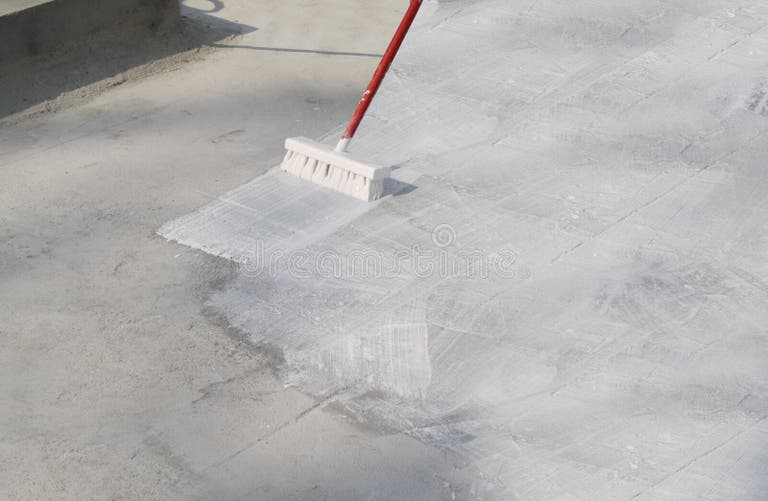 Worker Applying White Roof Coating Stock Image - Image of contractor ...
