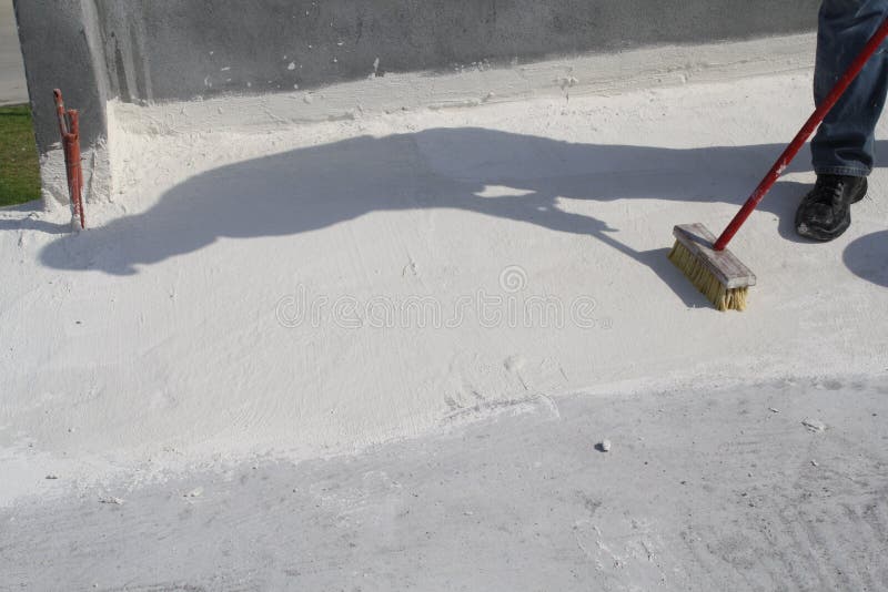 Worker Applying White Roof Coating Stock Image - Image of ixtle ...