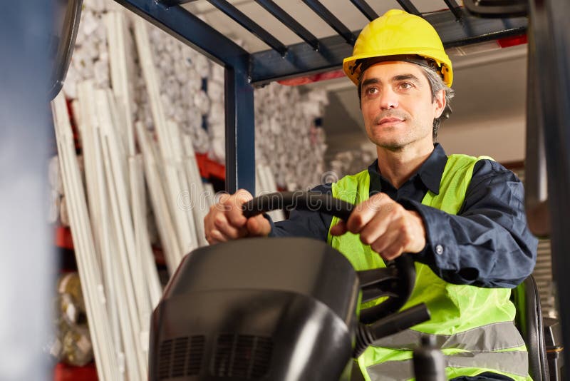 Worker As a Driver on the Forklift Stock Photo - Image of factory, hall ...