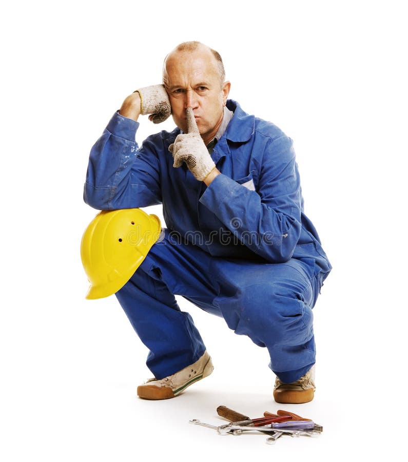 Worker Asking To Keep Silence Stock Photo - Image of silence, gear: 6473652
