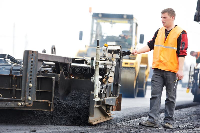 Tracked asphalt paver stock image. Image of pave, repair - 19625503