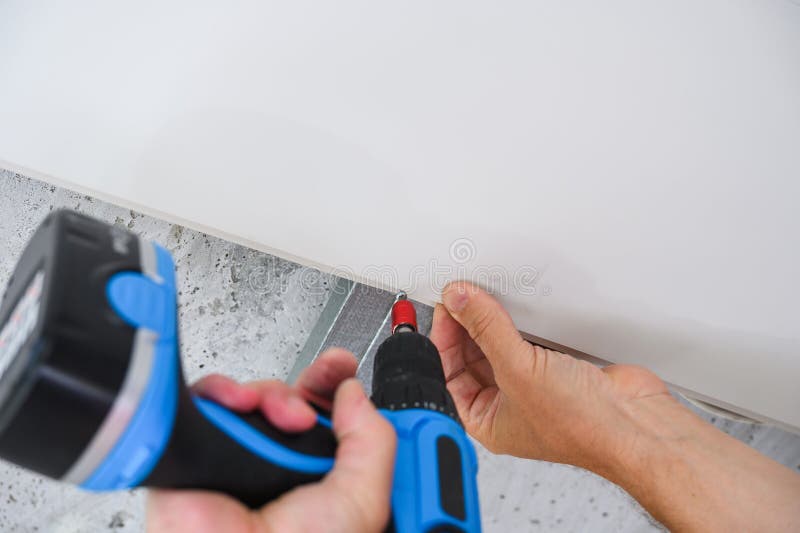 Installation of a Suspended Ceiling Stock Image - Image of concept ...