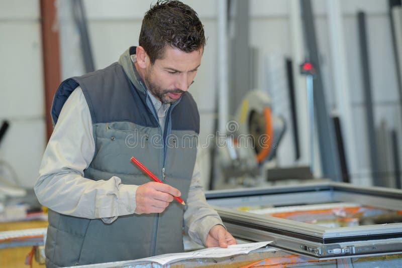 Worker Assembling Pvc Doors and Window Stock Image - Image of metal ...