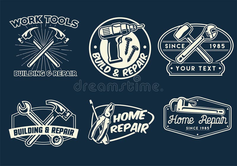 Worker badge design in set stock vector. Illustration of design - 124645547