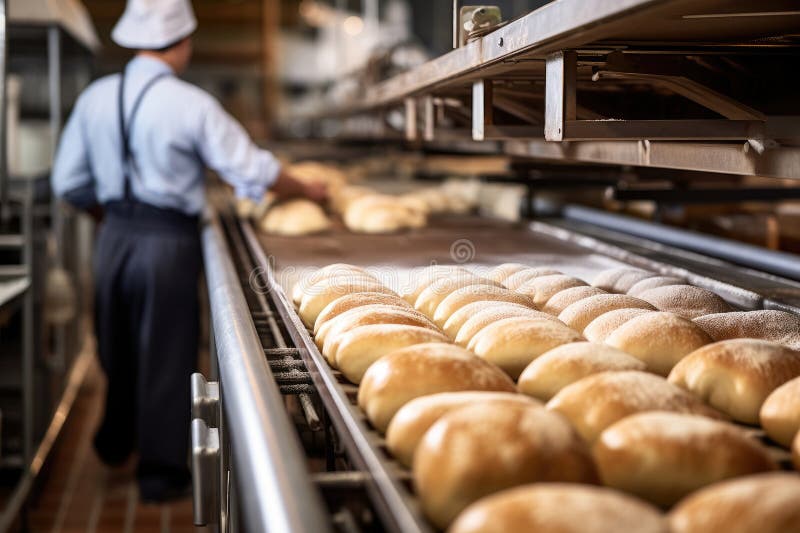 Worker in Bakery stock illustration. Illustration of bakehouse - 353037770