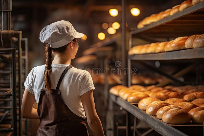 Worker in Bakery stock illustration. Illustration of factory - 353037882