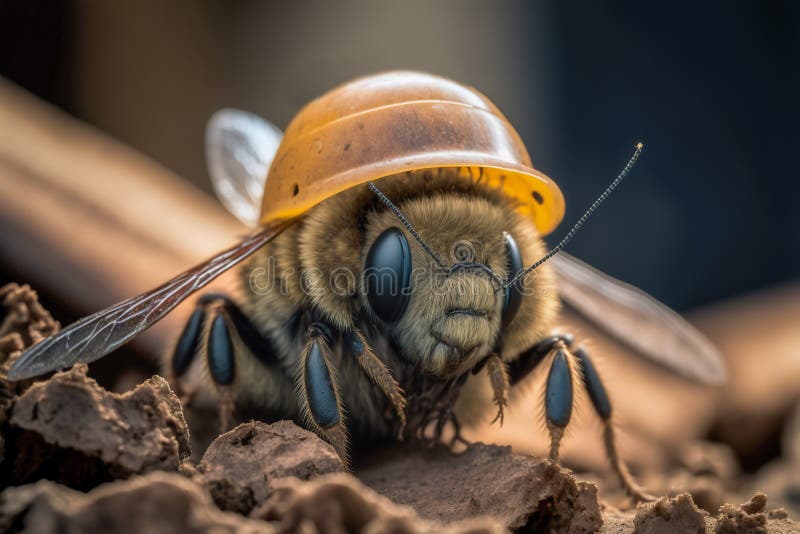 Worker Bee Wearing a Construction Helmet, Being Safe, Generative AI ...