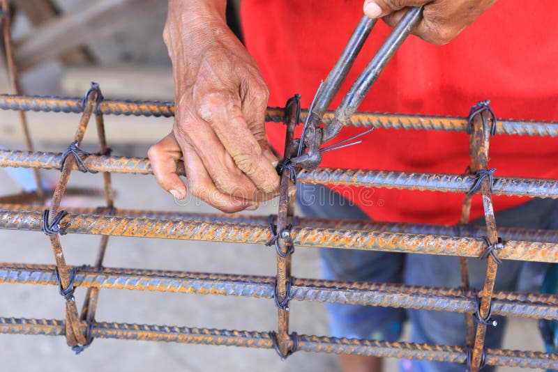 Worker Bending Steel for Construction Job Stock Image - Image of pipe ...