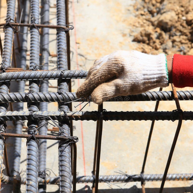 Worker Bending Steel for Construction Stock Photo - Image of glove ...