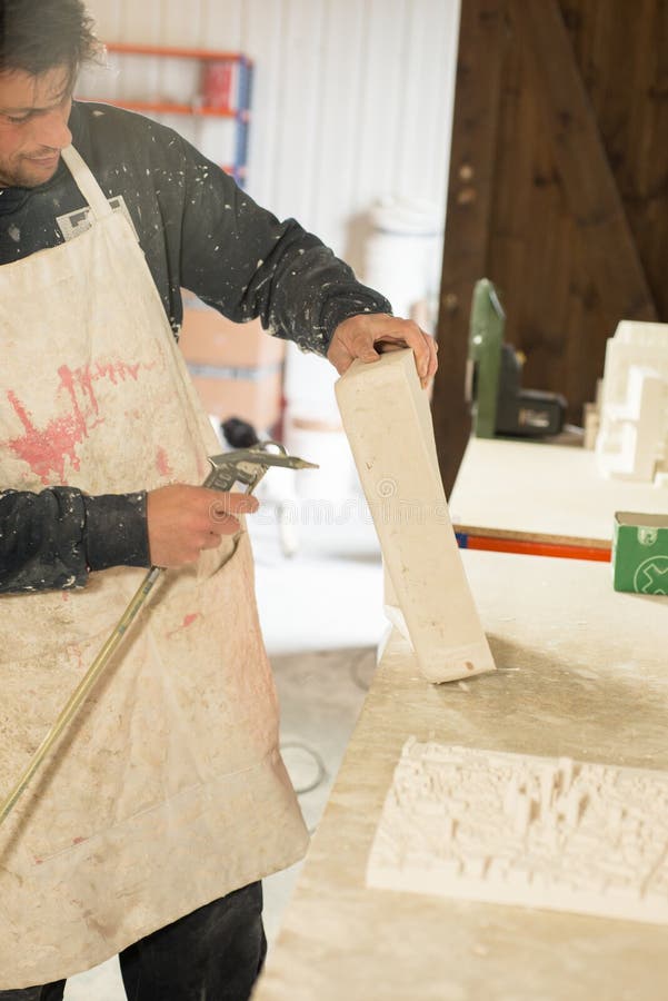Worker Separating Plaster Model from Mold Stock Image - Image of person ...
