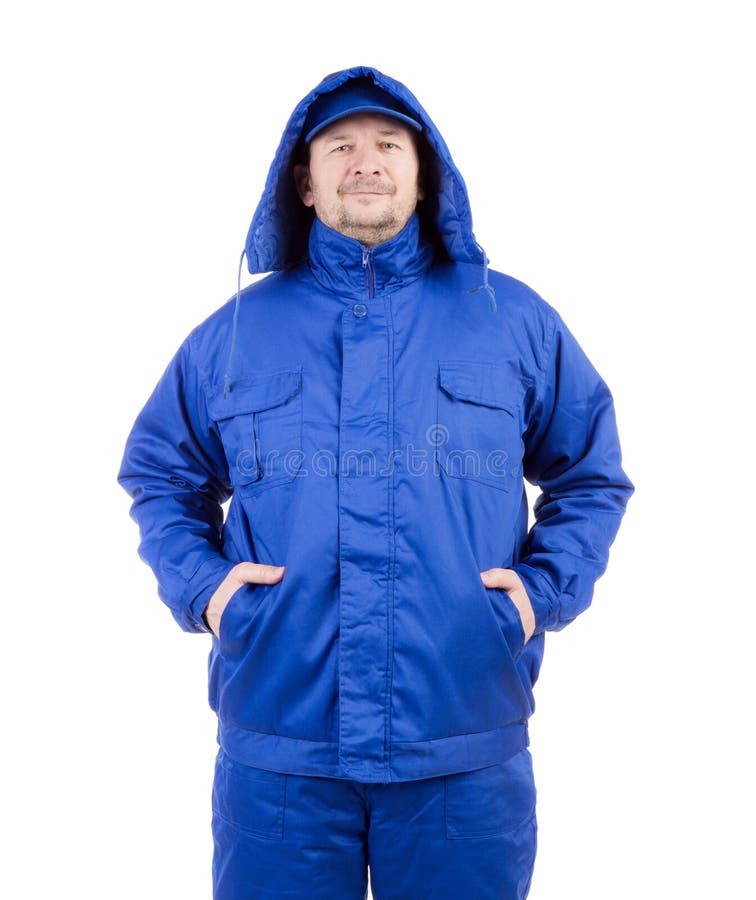 Worker in blue overalls. stock photo. Image of construction - 36991304