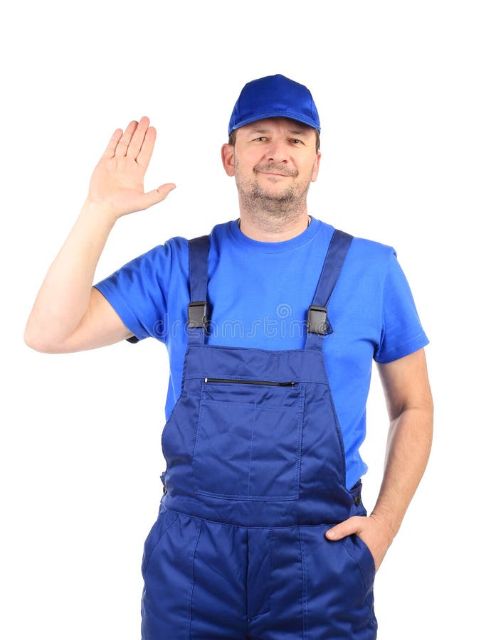 Man in Blue and Red Overalls Stock Photo - Image of people, carpenter ...