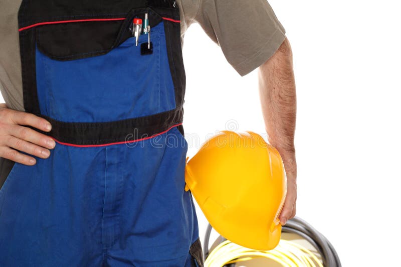 Worker with blue work wear stock image. Image of architect - 68466107