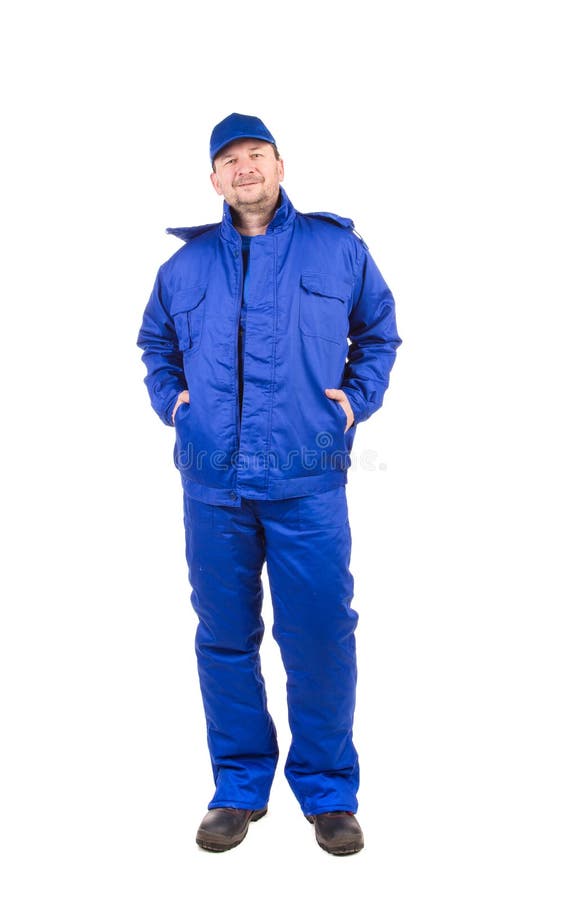 Worker in blue workwear. stock photo. Image of worker - 42816242