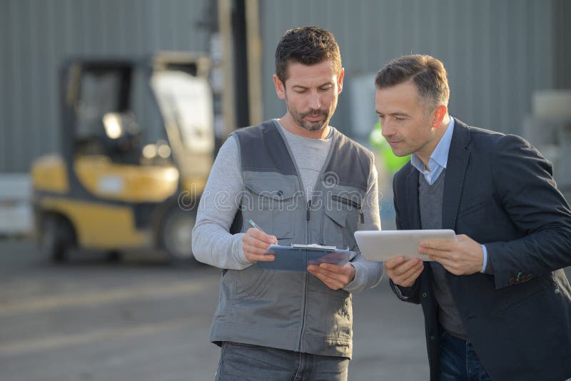Worker and Boss Control Outdoor Work Stock Photo - Image of outdoors ...
