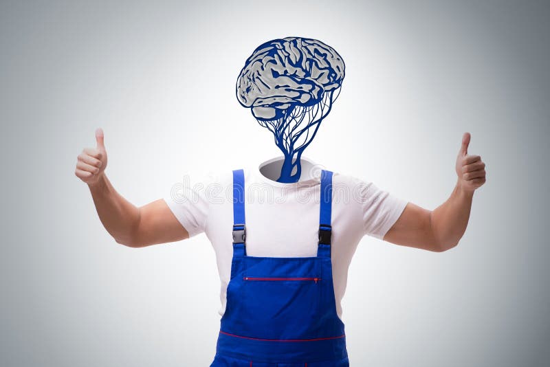 Worker with Brain in Robotics and Automation Concept Stock Photo ...