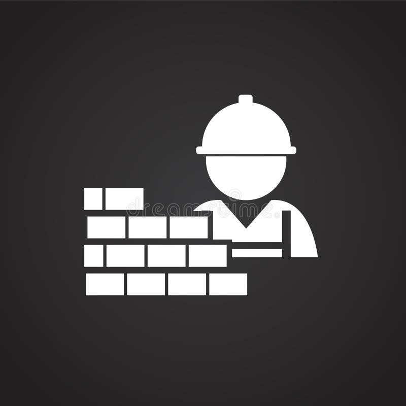 Worker with Bricks on Black Background Stock Vector - Illustration of ...