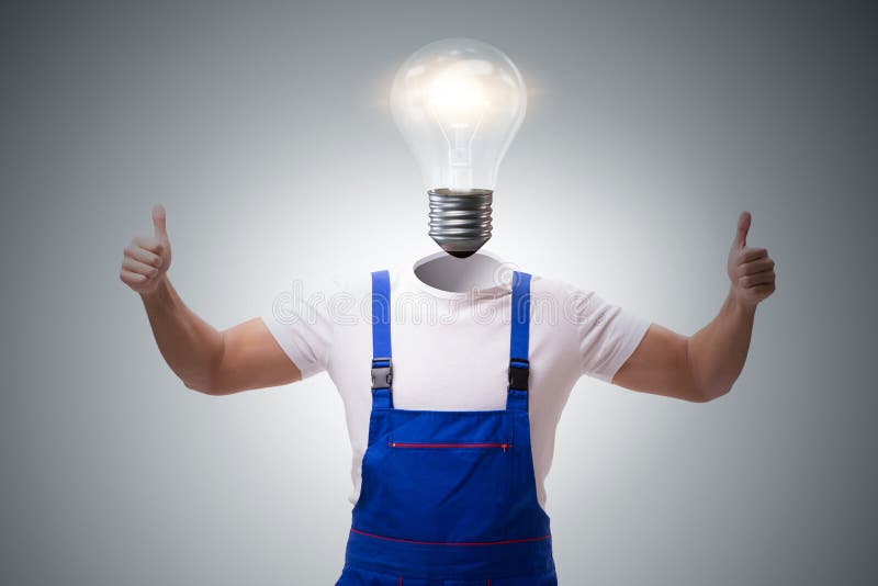 Worker in Bright Idea Concept Stock Photo - Image of industrial ...