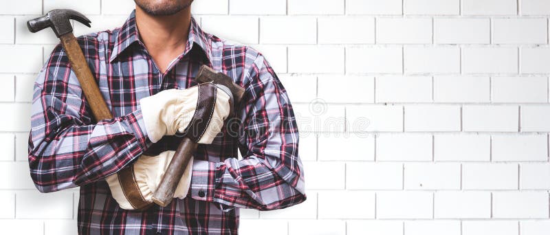 Worker is Building a Brick Wall Stock Photo - Image of brick, masonry ...