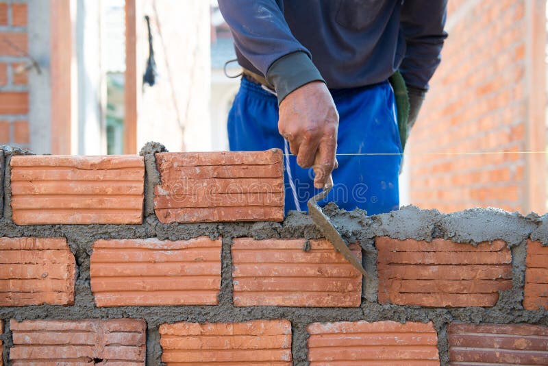 Construction Mason Worker Bricklayer Stock Image - Image of laborer ...