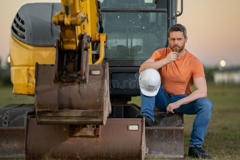 Worker at Building Site. Construction Manager in Helmet. Male ...