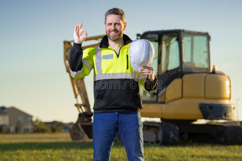 Worker at Building Site. Construction Manager in Helmet. Male ...