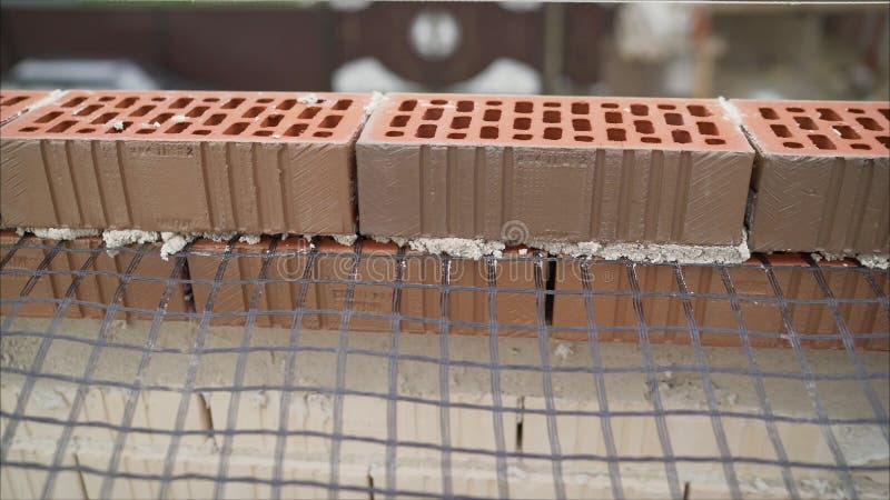 Worker in Close Up of Industrial Bricklayer Installing Bricks and ...