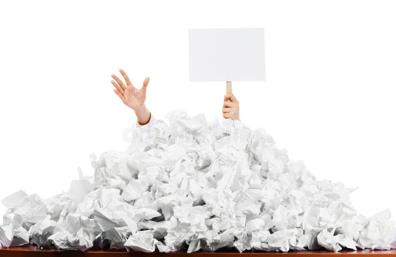 Worker buried in paperwork stock image. Image of ball - 13640323