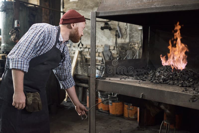 Worker Burning the Fire in the Stock Image - Image of temperature ...