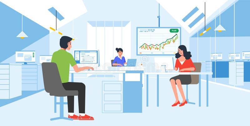 Worker Busy in Office Company Modern Workplace Interior with Employees ...