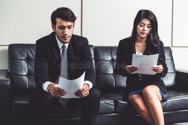 Worker Candidate Sit and Wait for Interview. Stock Photo - Image of ...